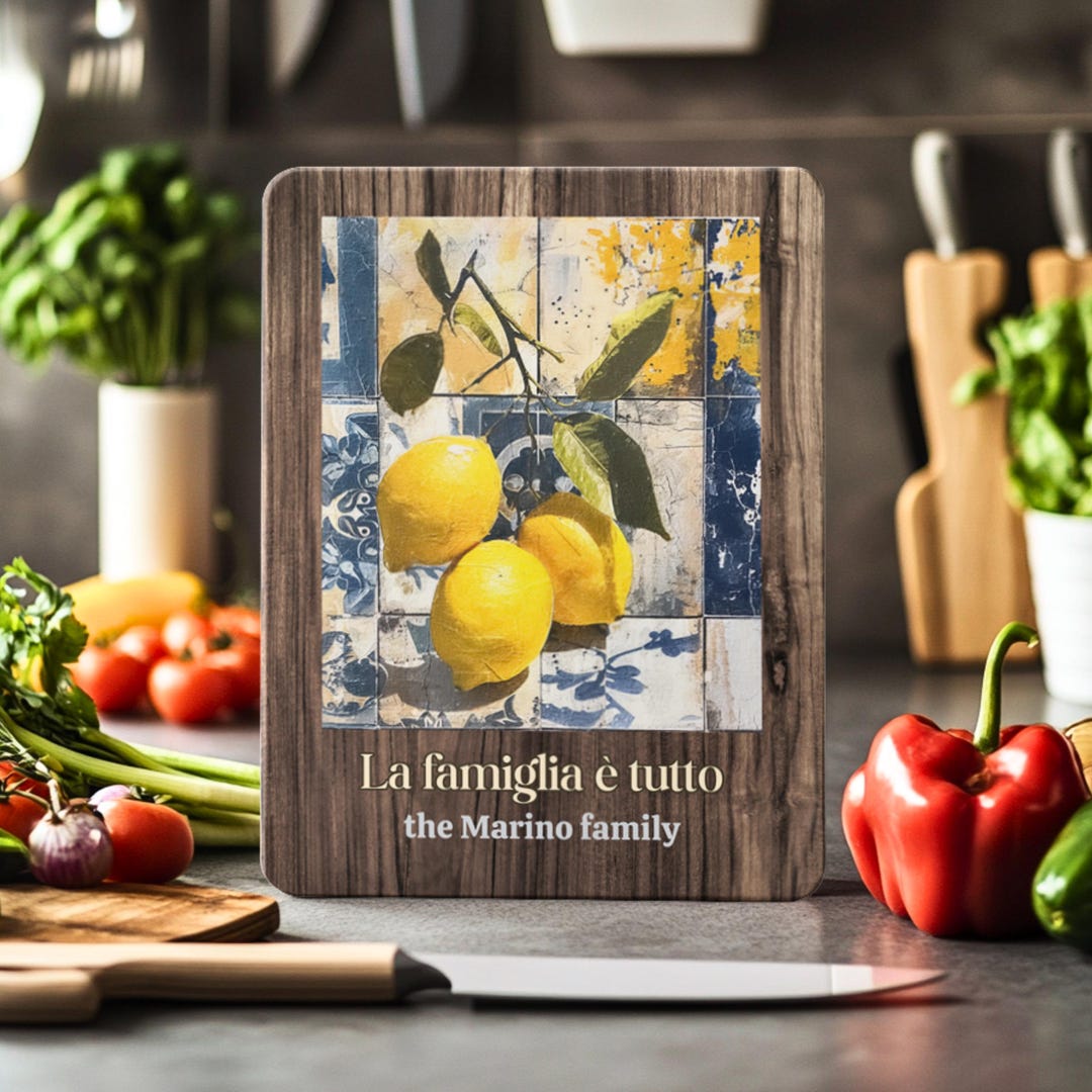 Custom Italian Serving Board, Glass Lemons Majolica Plate, La Famiglia ...
