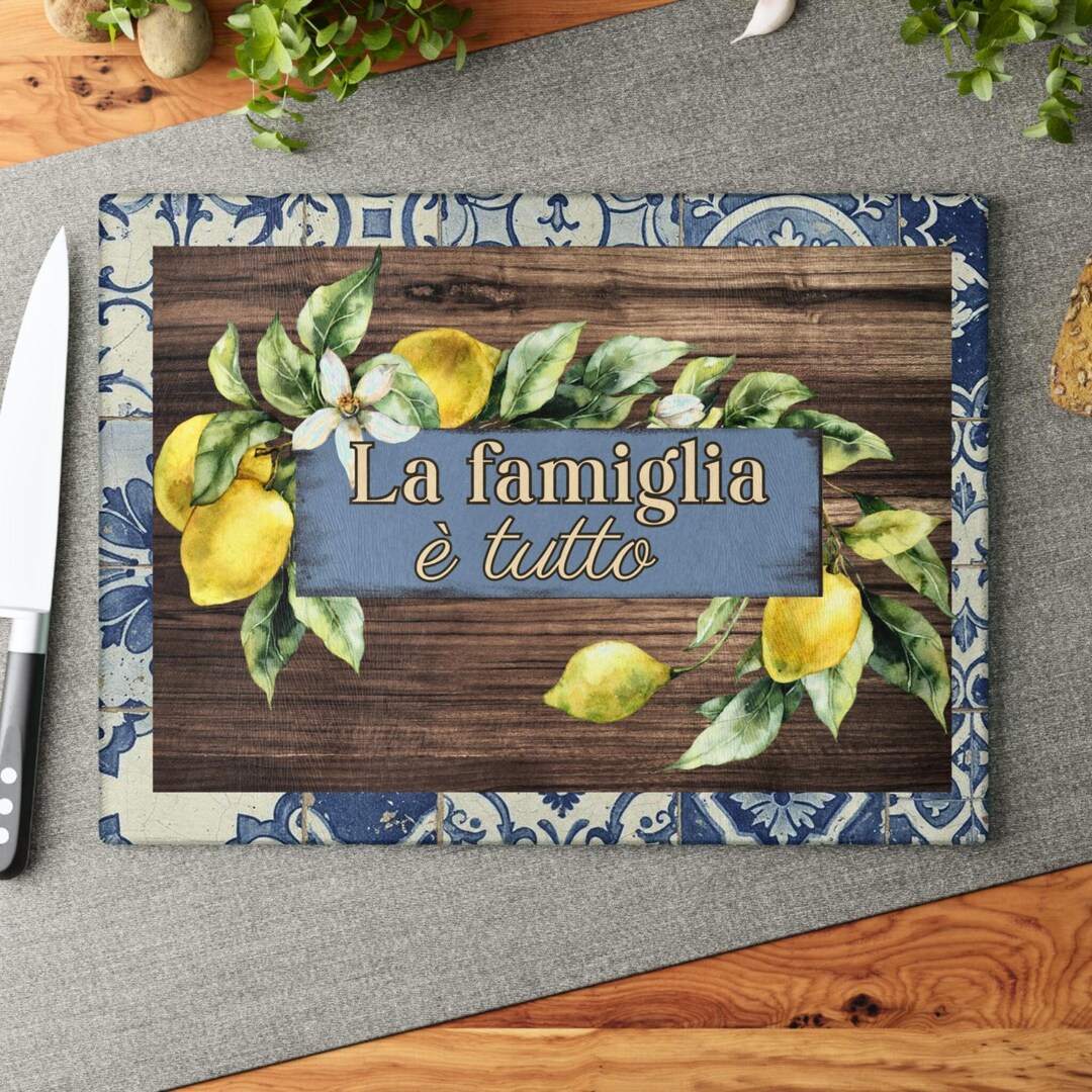 Italian Serving Board, Lemons Majolica Plate Glass, La Famiglia è Tutto ...