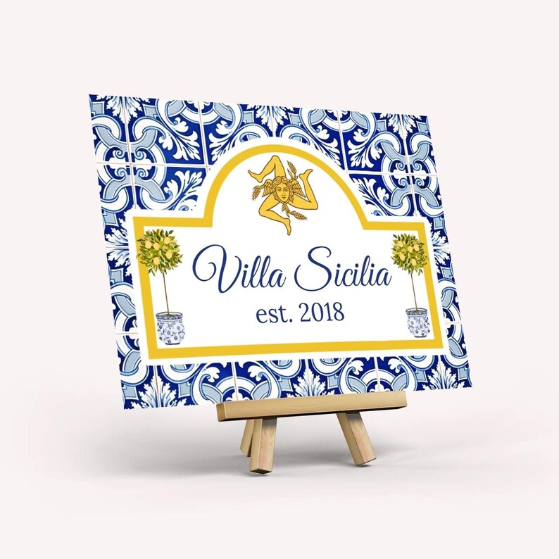 Sicilian Ceramic Sign 8"x6", Sicily Trinacria & Majolica Lemons Tile ...