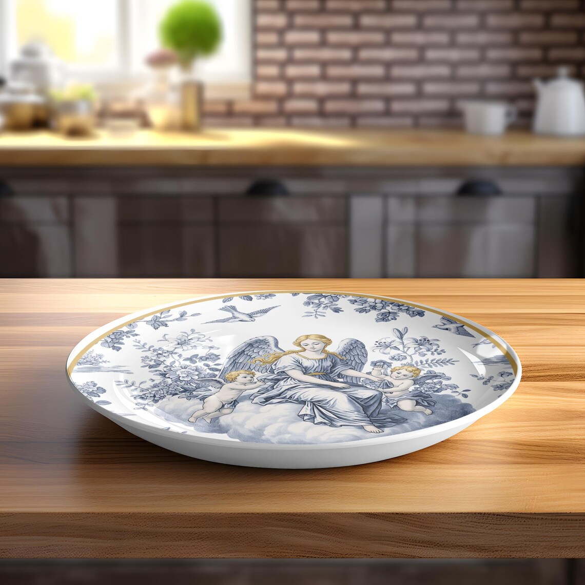 Toile De Jouy Plate, Blue Angels French Ceramic Home Decor 1pc - Etsy