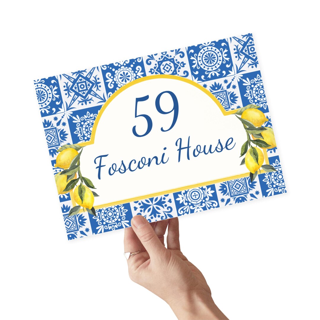Majolica House Sign, Custom Ceramic Tile Adress Number Plaque ...