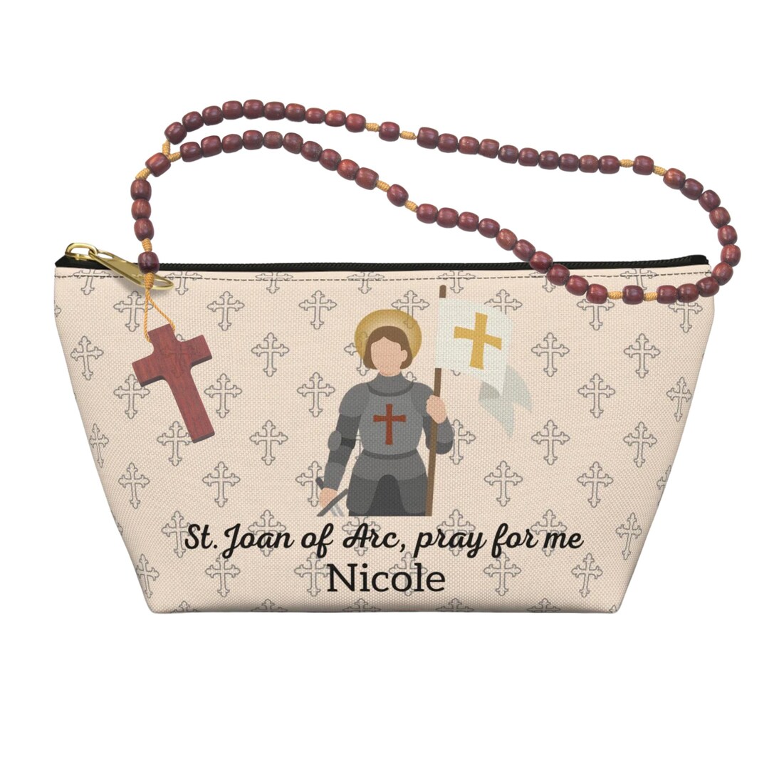 St. Joan of Arc Pouch, Personalized Catholic Small Purse for Rosaries ...