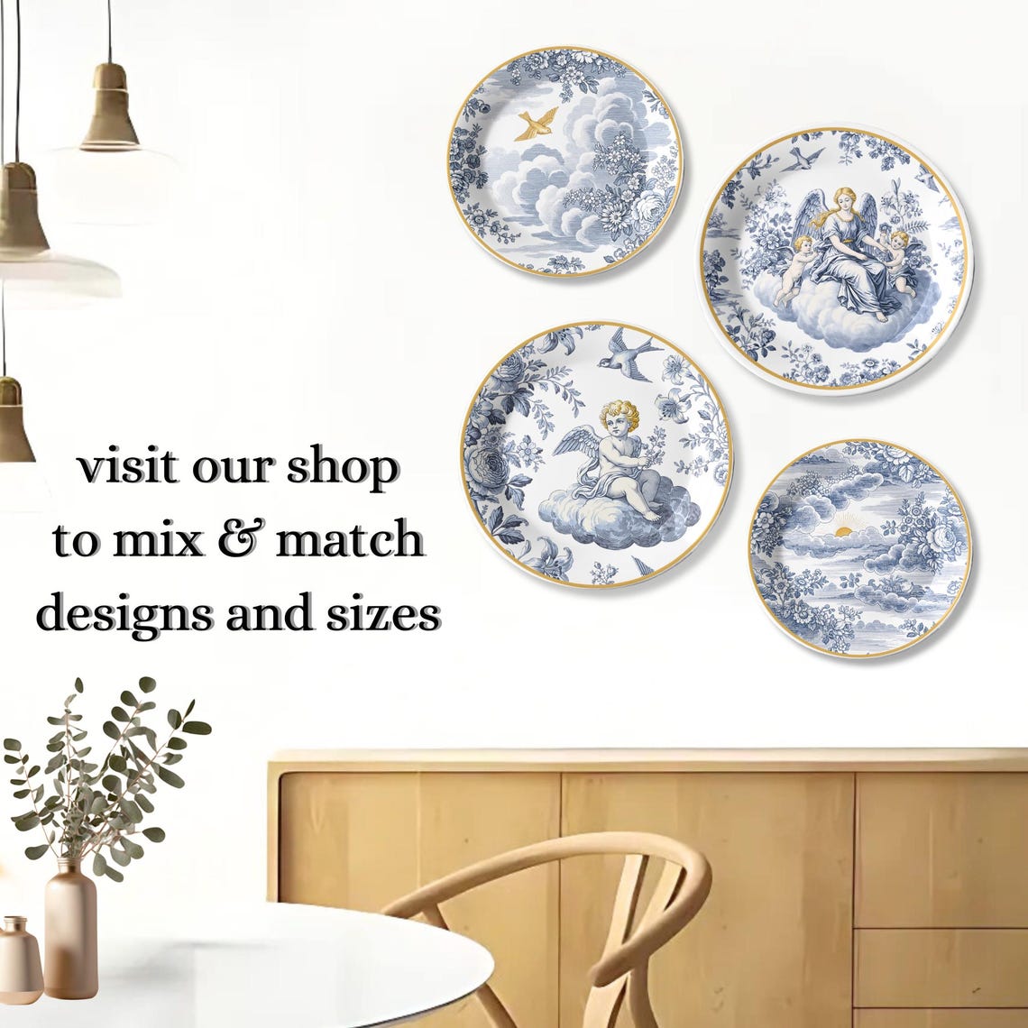 Toile De Jouy Plate, Blue Angels French Ceramic Home Decor 1pc - Etsy