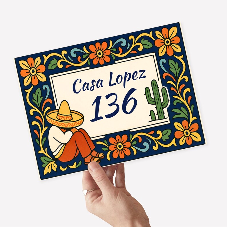 Talavera House Plaque, Mexican Folk Art Ceramic Tile, Custom Address ...