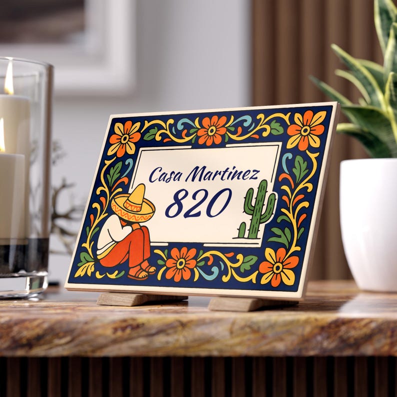 Talavera House Plaque, Mexican Folk Art Ceramic Tile, Custom Address ...