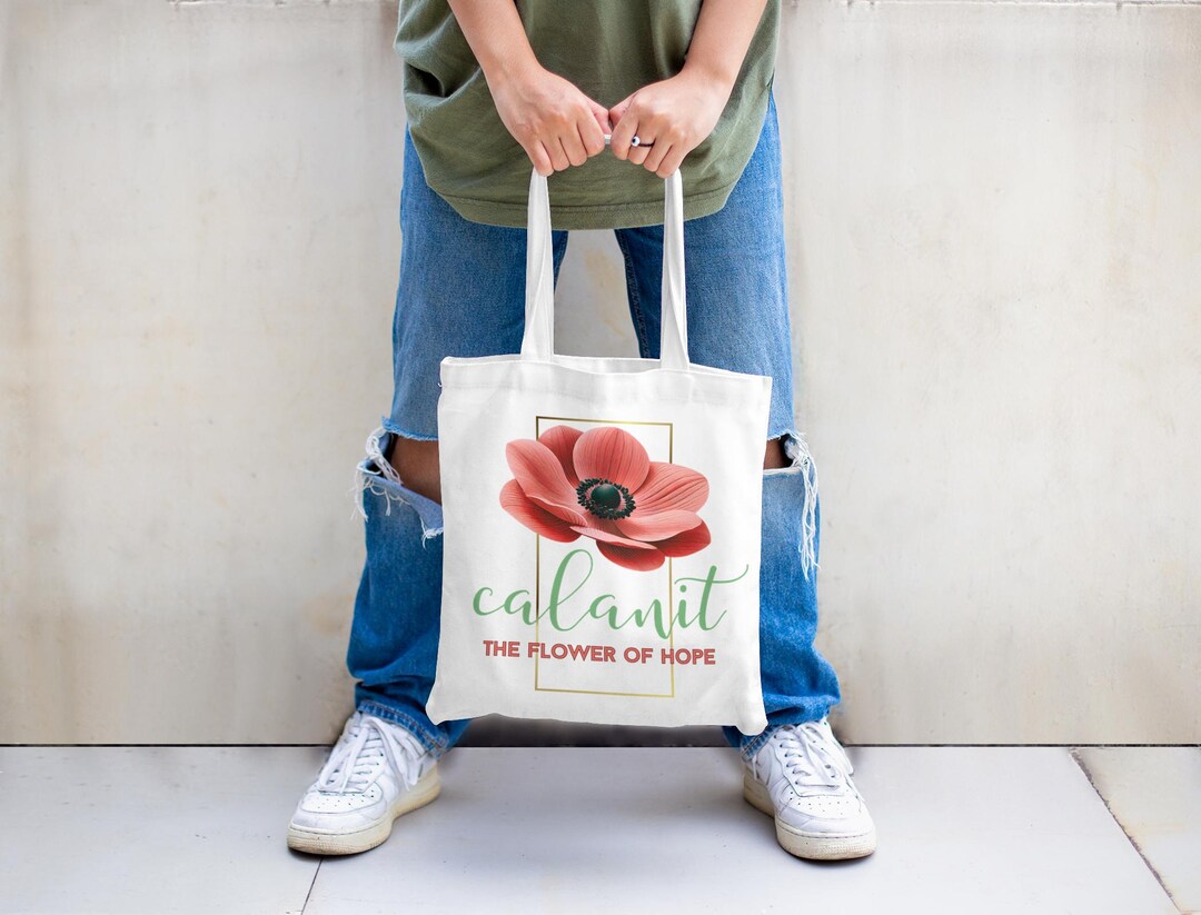 Calanit Tote Bag, Israel National Flower, Red Anemones Print, Kalanit ...
