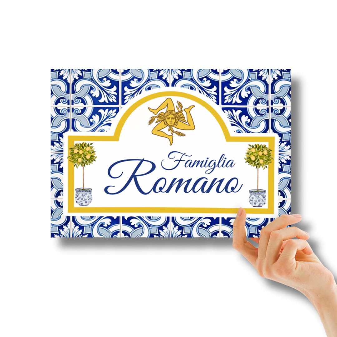Sicilian Ceramic Sign 8"x6", Sicily Trinacria & Majolica Lemons Tile ...