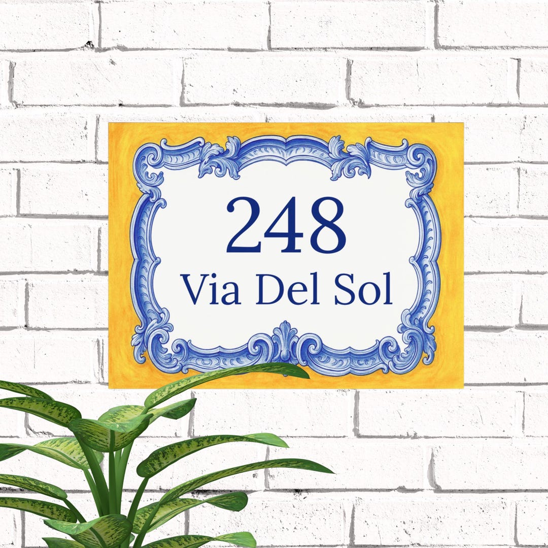 Vintage Spanish Sign, Azulejo Ceramic Tile Family Name Plaque, Old ...