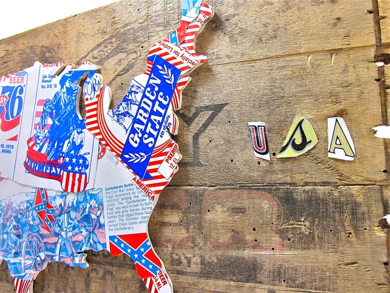 United States Collage Made From Patriotic Beer Cans - Etsy