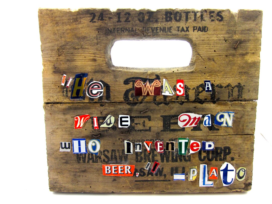 Plato Beer Quote - Vintage Beer Can Text Collage - Etsy