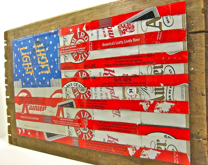 American Flag Vintage Beer Can Collage - Etsy