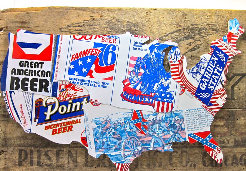 United States Collage Made From Patriotic Beer Cans - Etsy