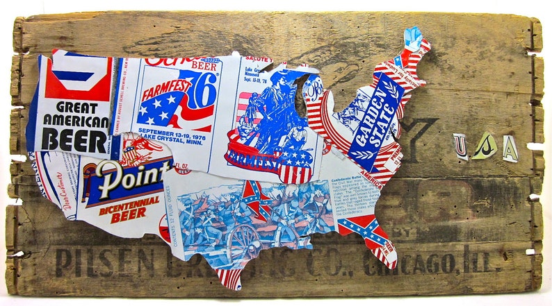 United States Collage Made From Patriotic Beer Cans - Etsy