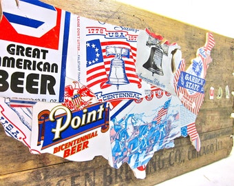 United States Map Collage Made From Vintage Upcycled US Beer Cans - Etsy