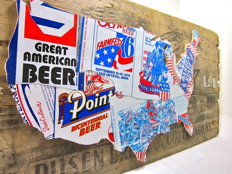 United States Collage Made From Patriotic Beer Cans - Etsy