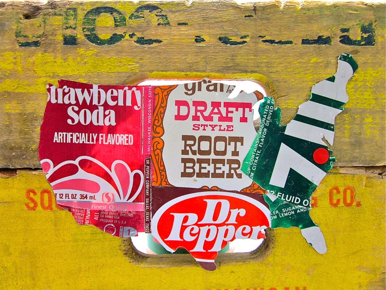 United States Map Upcycled Vintage Soda Can Collage - Etsy