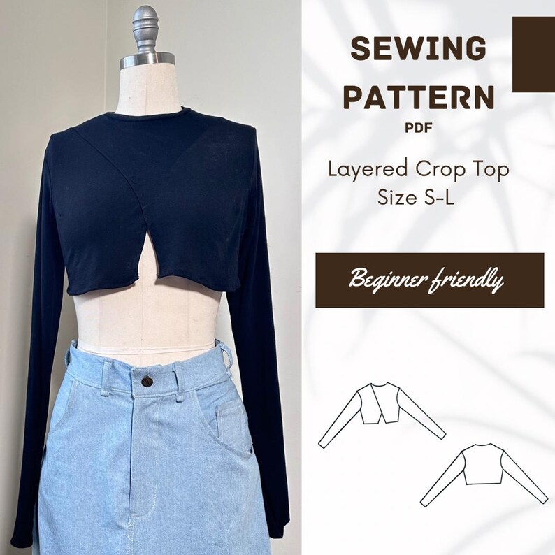Layered Crop Top Pattern Beginner Friendly Size S-L Standard Us 4 6,8 ...
