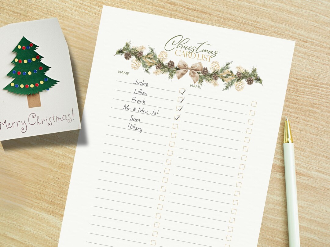 Christmas Card List Printable Holiday Card Tracker Organizer Checklist ...