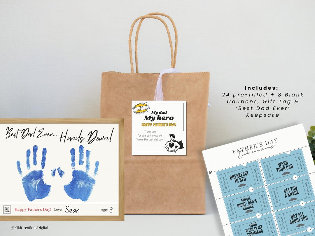Father's Day Gift Bundle | Handprint Art, Coupon Book (digital Download ...