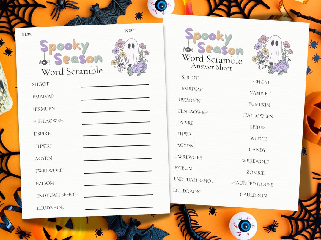 Halloween Word Scramble Game, Spooky Classroom Activity (PDF) - Etsy