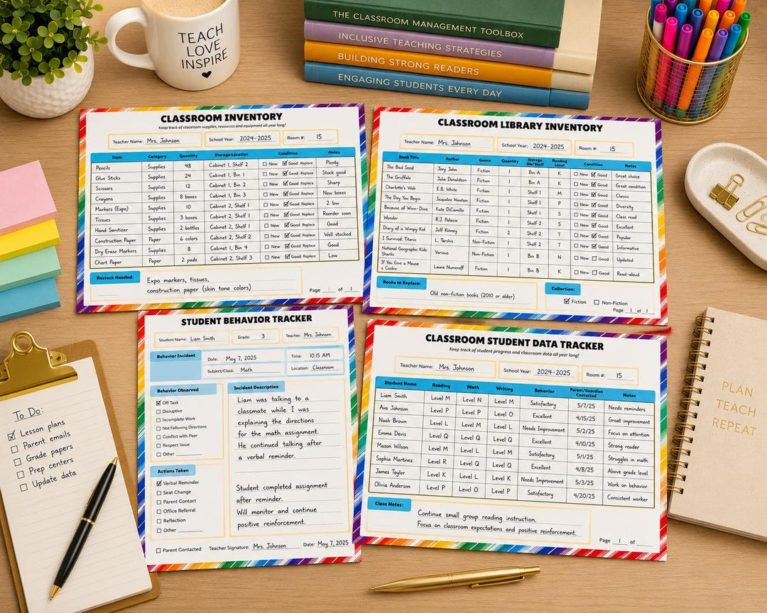 Teacher Organization Bundle Printable | Classroom Inventory, Library ...