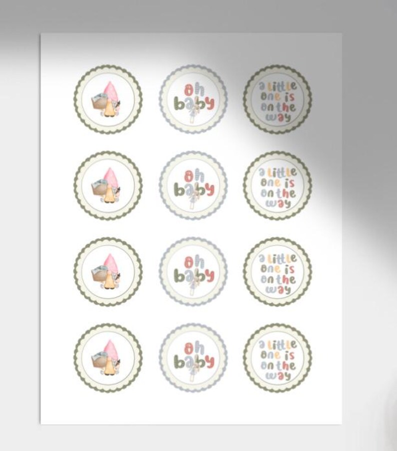 Printable Gnome Baby Shower Cupcake Toppers | 2" Circle Decorations ...
