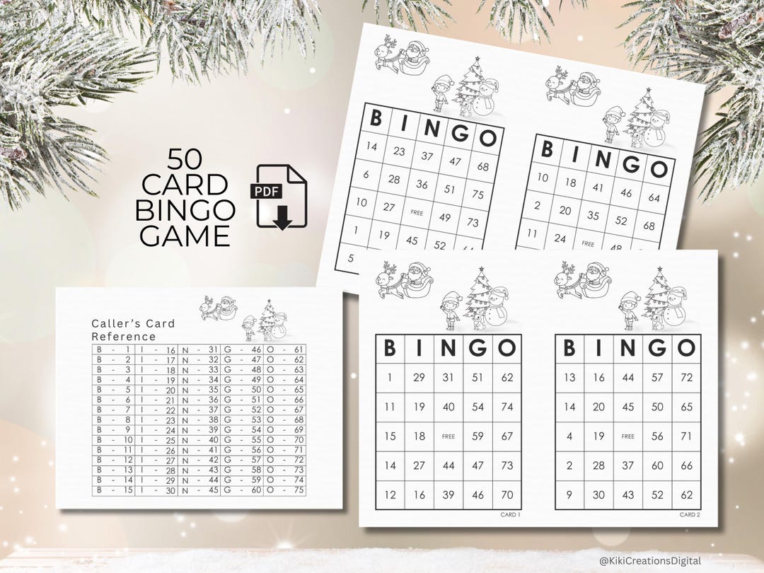 Printable Christmas Bingo Game | 50 Cards, Holiday Party (PDF Download ...