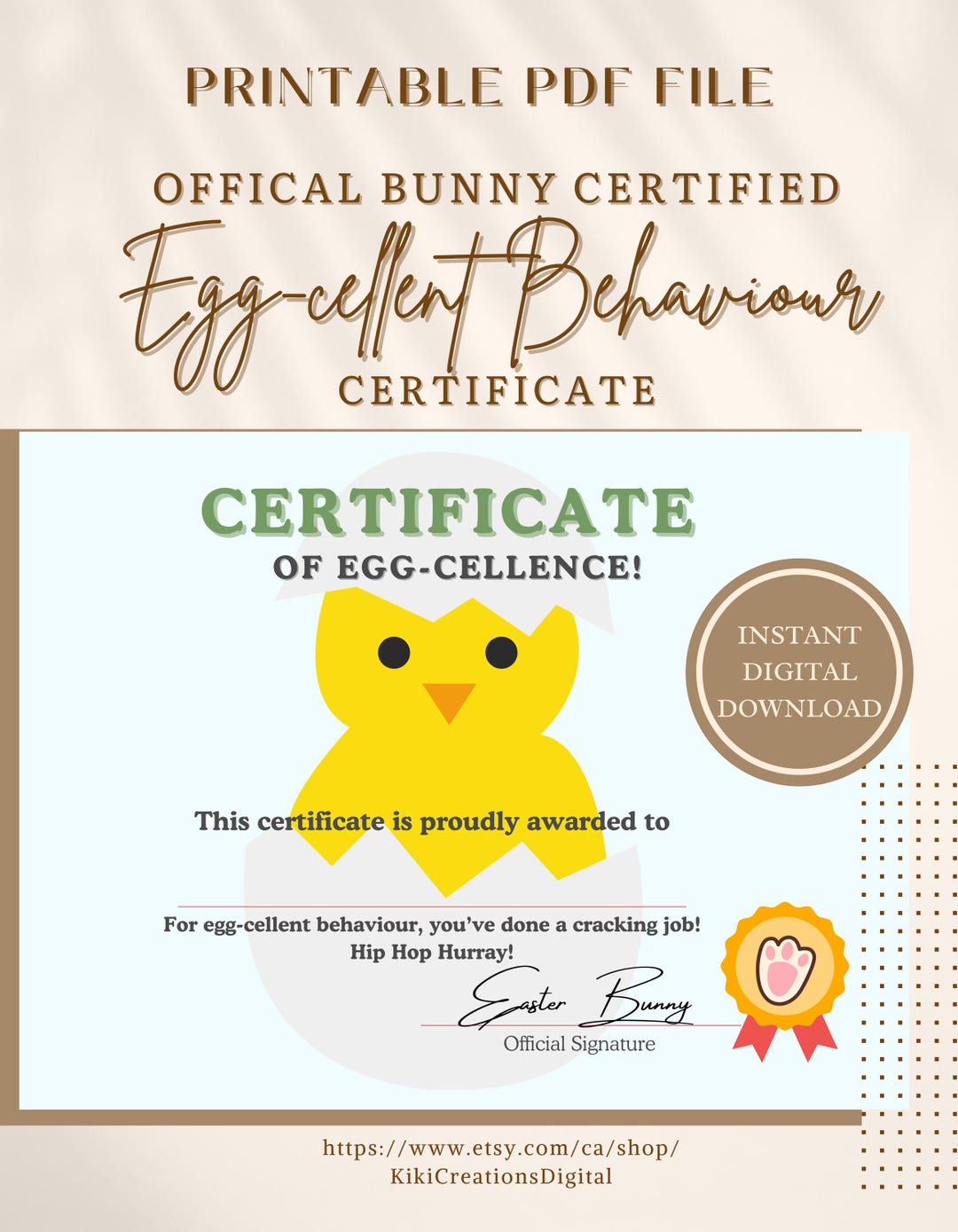 Easter Award Certificate | Fill-in, Egg-cellence Printable (PDF ...