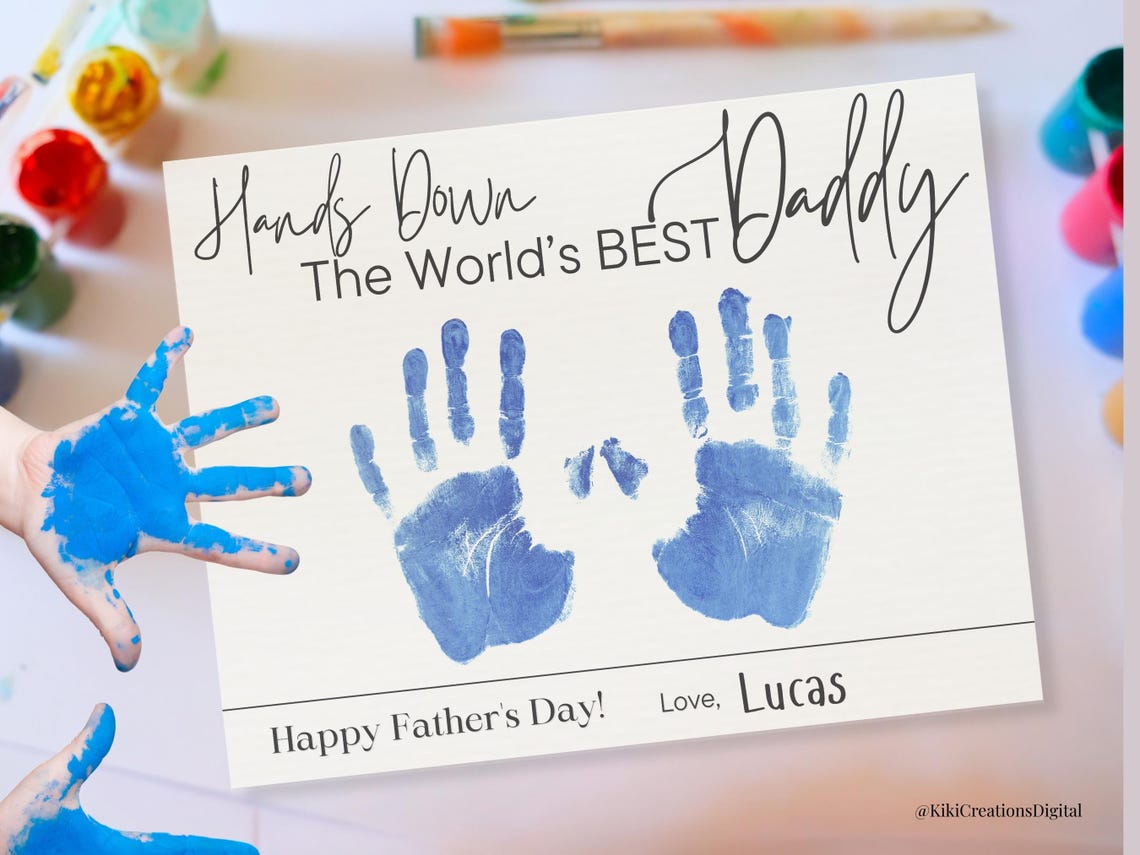 Father’s Day Handprint Craft Printable Hands Down Best Daddy Diy Kids ...
