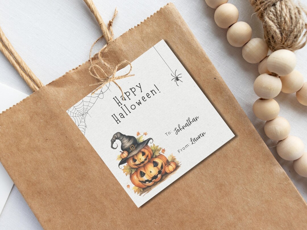 Halloween Gift Tags Printable Stacked Pumpkin Jack O Lantern Treat Bag ...