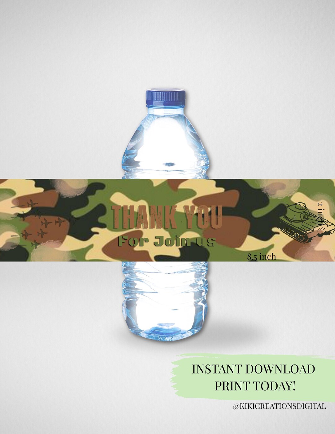 Printable Camo Army Water Bottle Labels | Military Party Favor Wraps ...