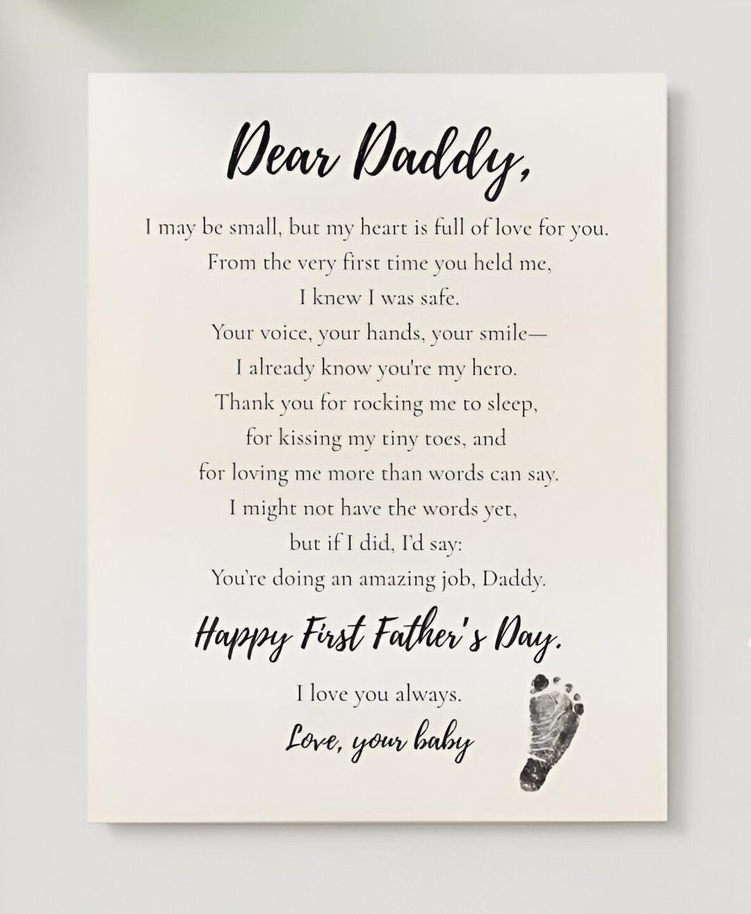 First Fathers Day Letter From Baby Printable Keepsake New Dad Gift 8x10 ...