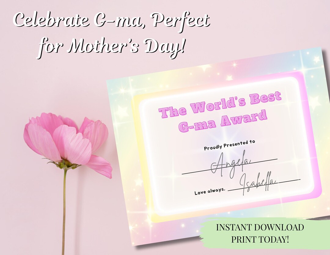 Printable Grandma Award Certificate | World’s Best Grandma Gift ...