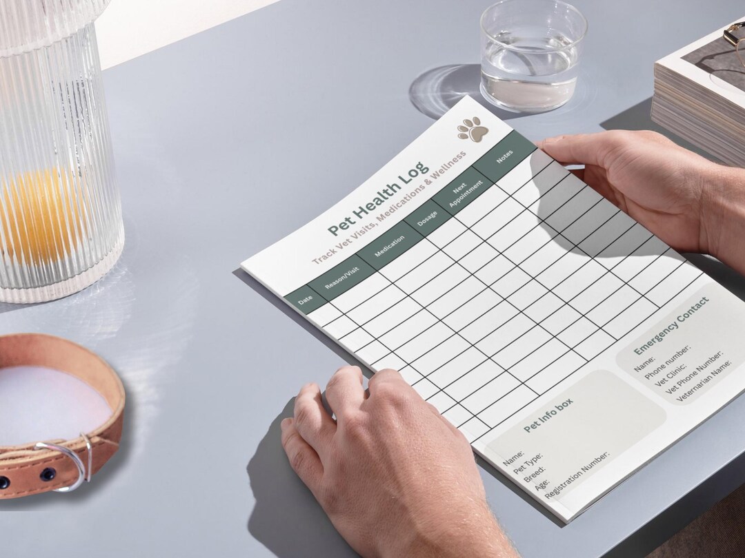 Printable Pet Health Log, Vet Visit Tracker (digital Download) - Etsy