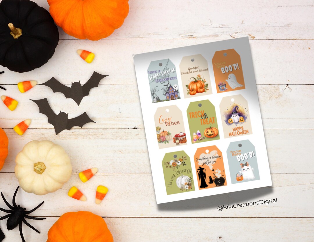 Halloween Gift Tags Printable, Fall Favor Tags Bundle (PDF) - Etsy