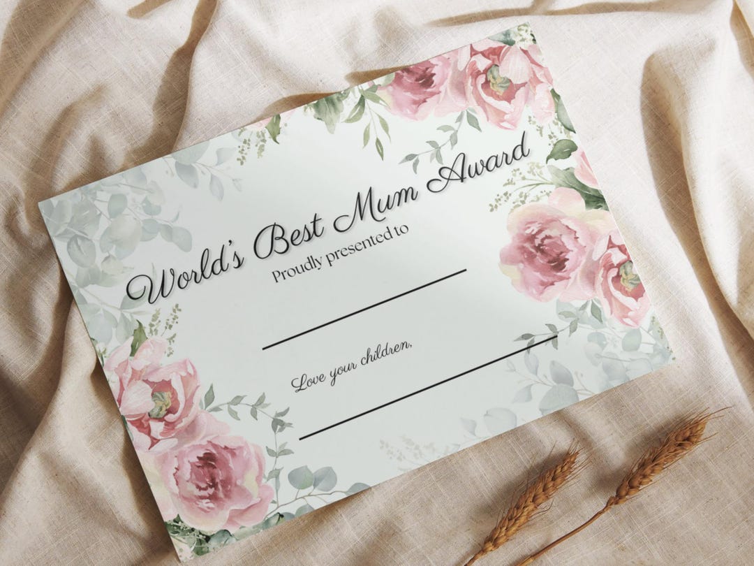 Printable Mum Award: Elegant Pink Roses Certificate (PDF Download) - Etsy