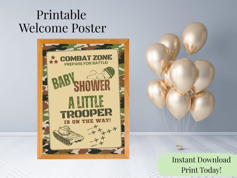 Camo Army Baby Shower Welcome Sign: Military Theme (PDF) - Etsy