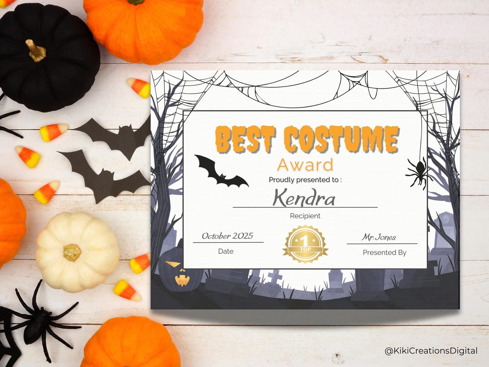 Best Costume Award Certificate Printable Halloween Classroom Costume ...