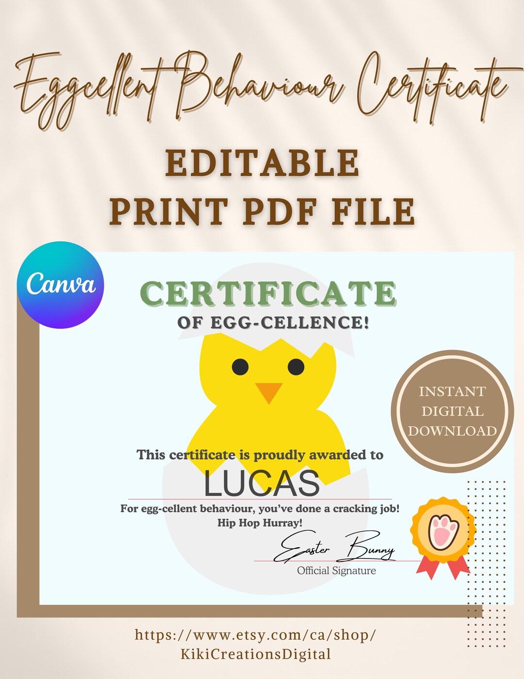 Editable / Printable Easter Eggcellent Award / Behavior Achievement ...
