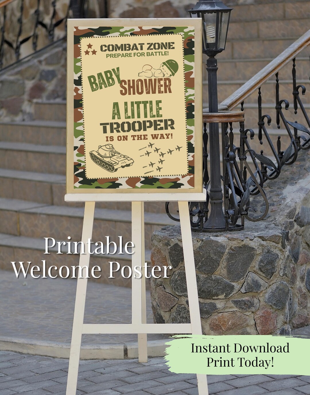 Printable Camo Army Baby Shower Welcome Sign | Military Theme Party ...