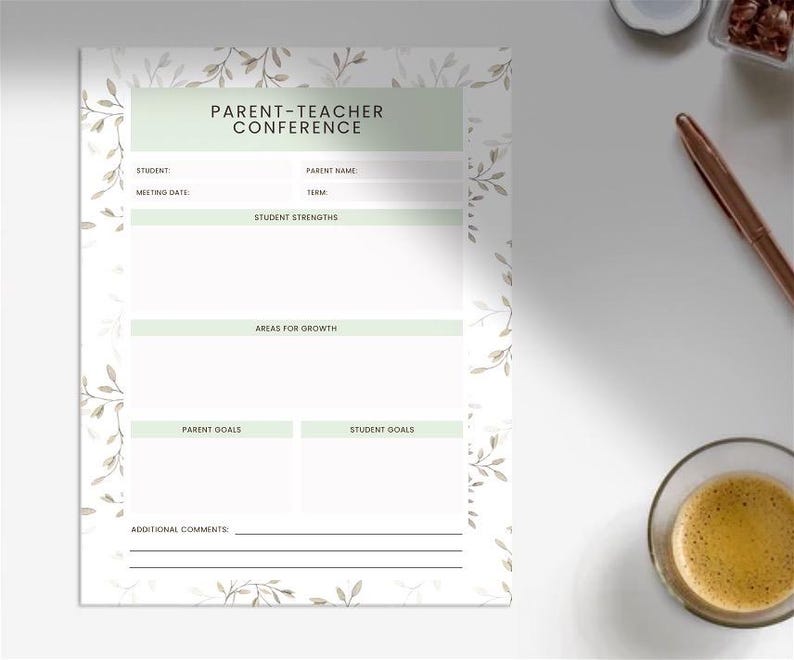 Printable Parent Teacher Conference Forms | Green Leaf Template (PDF ...
