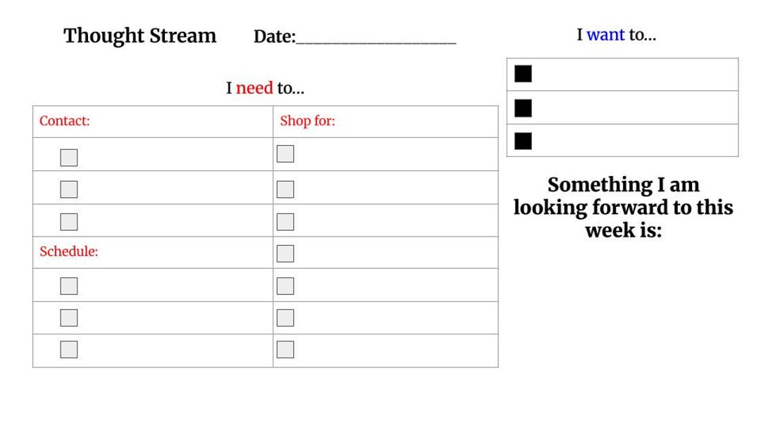 Thought Stream Sheet - Printable Mind Dump Worksheet for Daily ...