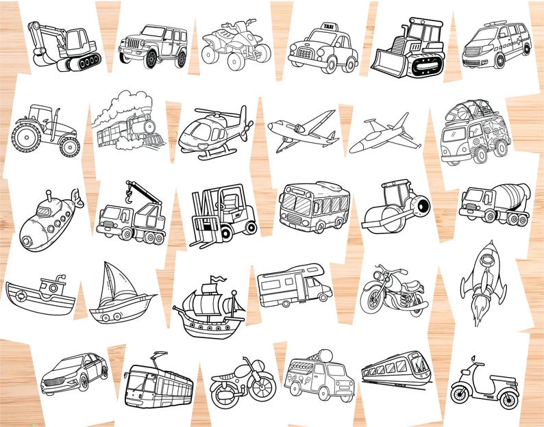 Vehicle Colouring Pages for Kids | 30 Pages | Printable Colouring Pages ...