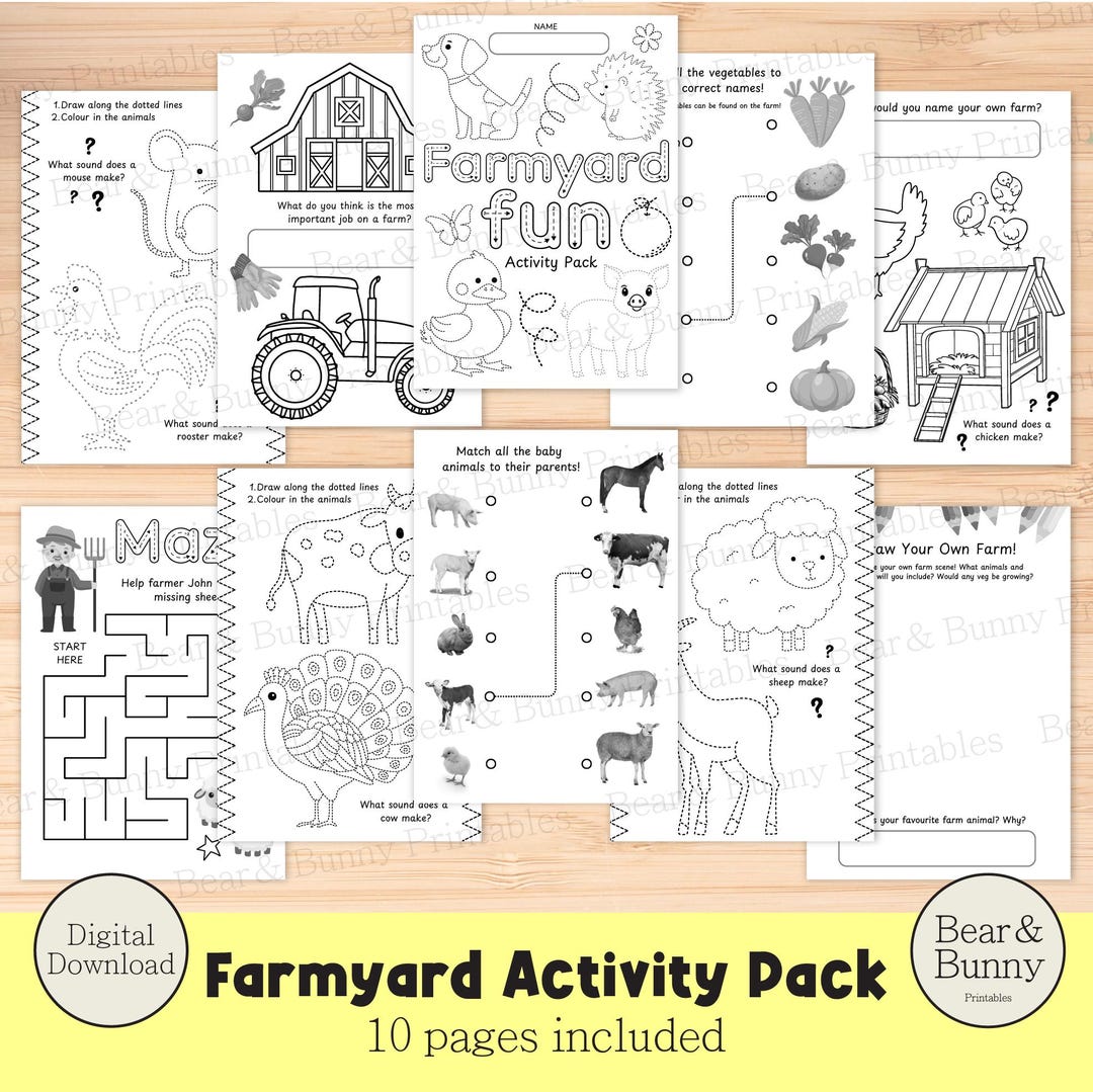 Farmyard Activity Pack, Kids Activity Kit, Farmyard Fun Pack, Farmyard ...