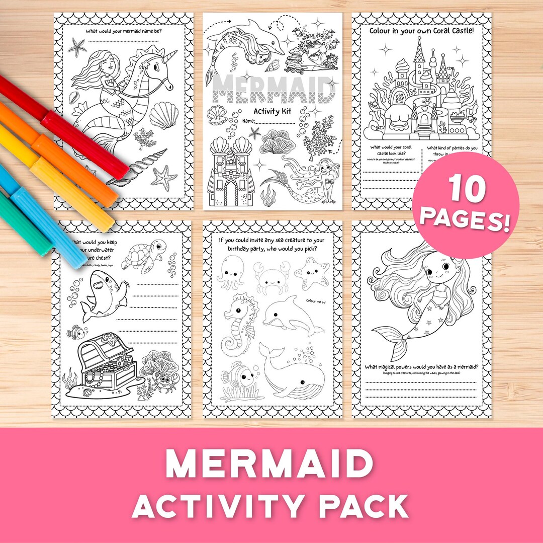 Mermaid Activity Pack, Kids Activity Kit, Mermaid Fun Pack, Mermaid ...