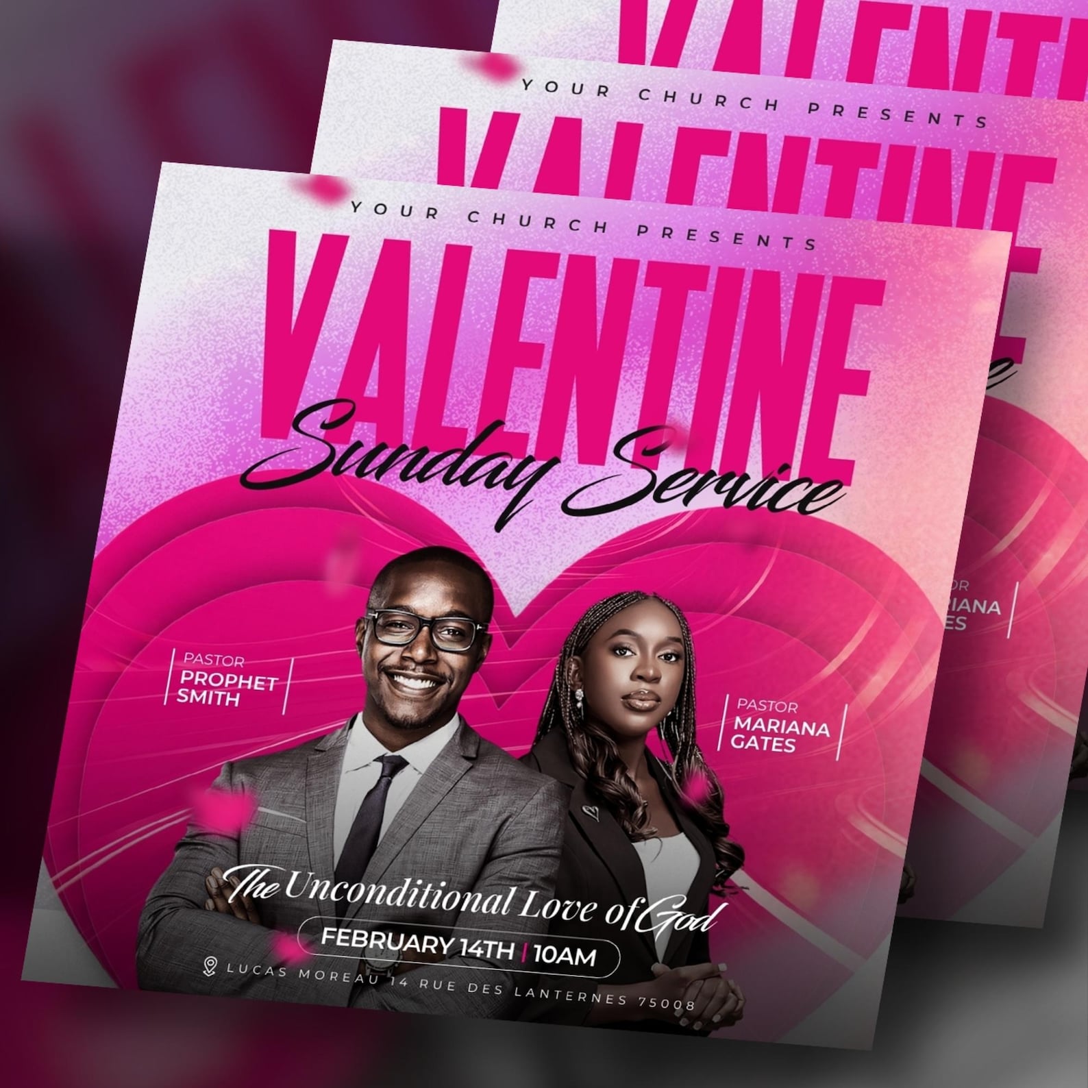 Valentines Day Sunday Church Flyer Template, Couples & Singles Marriage ...