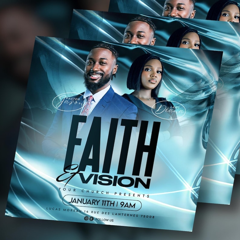 Vision Sunday Church Flyer Template Editable Canva Modern Ministry ...
