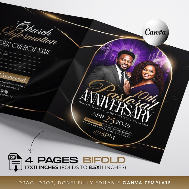 Pastoral Anniversary Program Template-editable Canva-church Anniversary ...