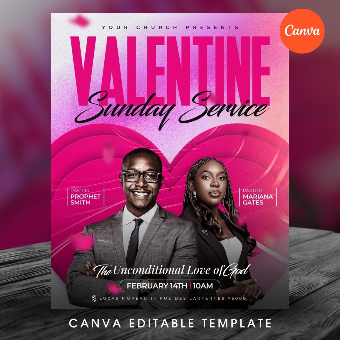 Valentines Day Sunday Church Flyer Template, Couples & Singles Marriage ...