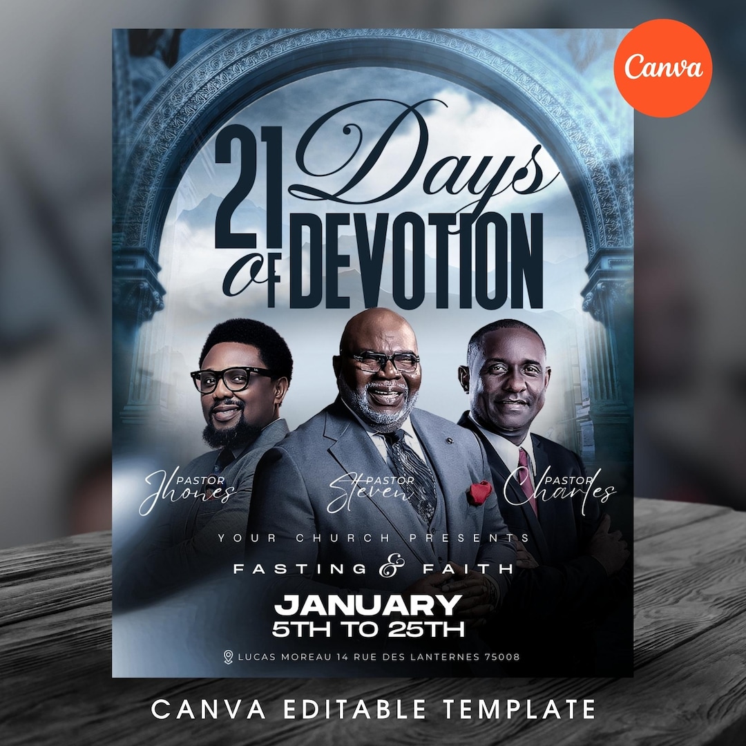 21 Days of Devotion Church Flyer Template Fasting & Prayer Night Faith ...